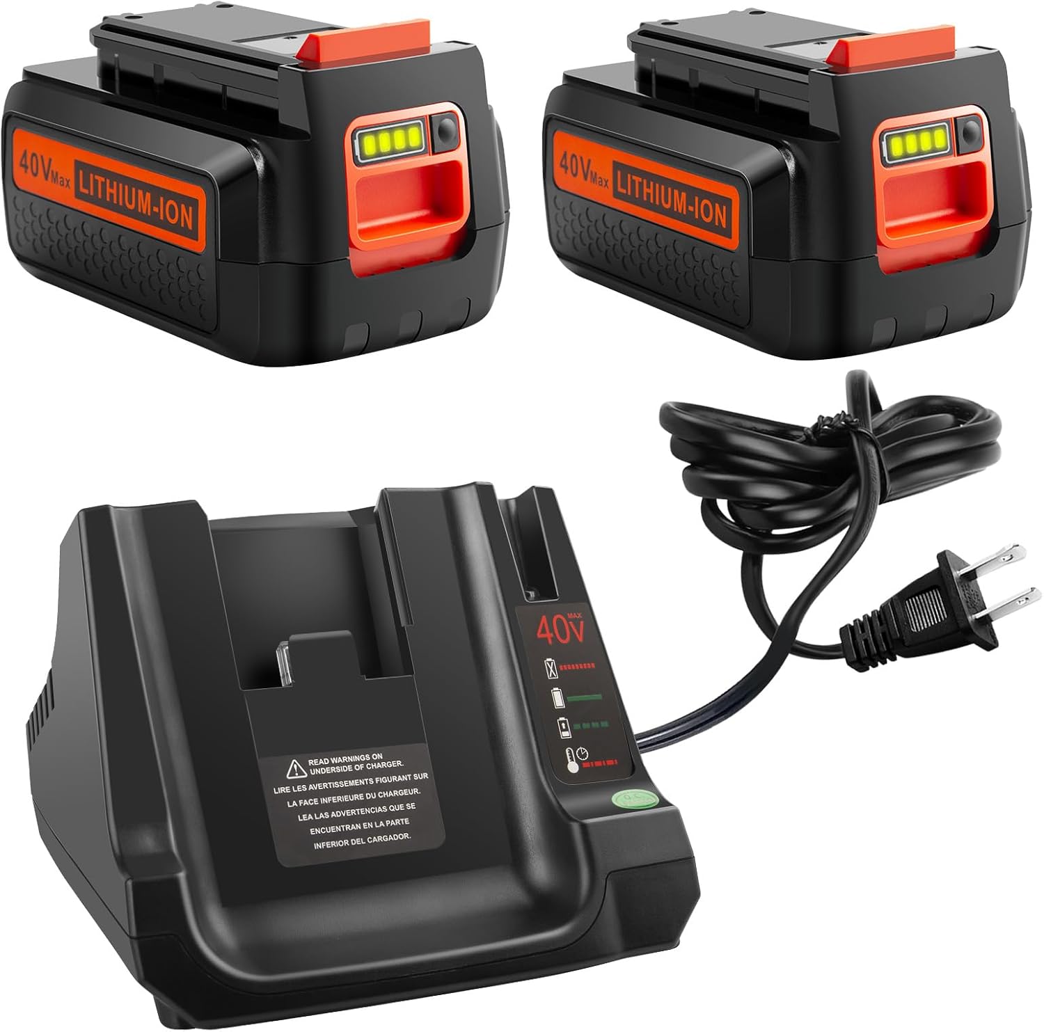 Amazon.com: 2 Packs 40 Volt 3000mAh Replace Long-Lasting Battery & Fast ...