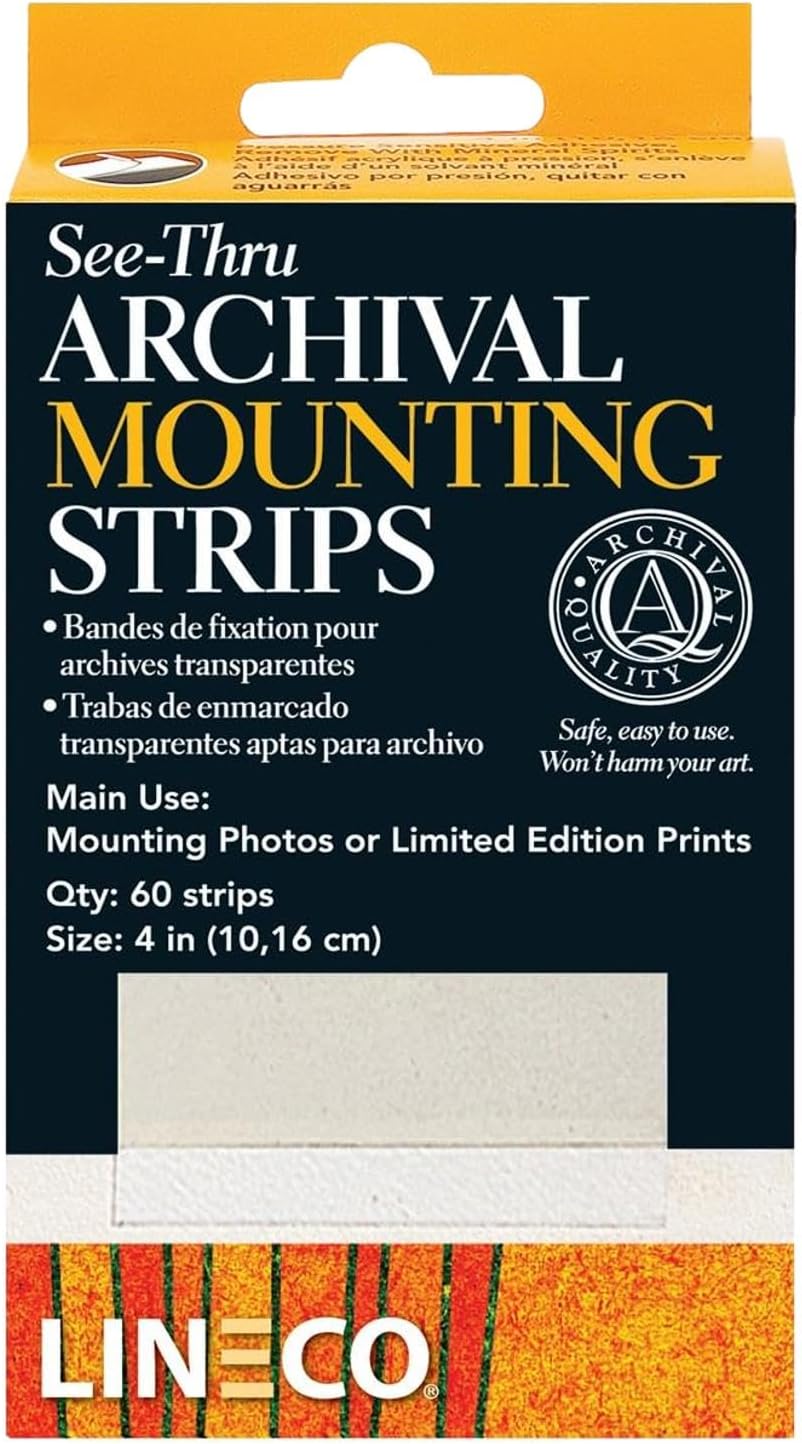 Amazon.com: Lineco See Thru Mount Strips 1.25Inx 4In 60Ct, Multicolor ...