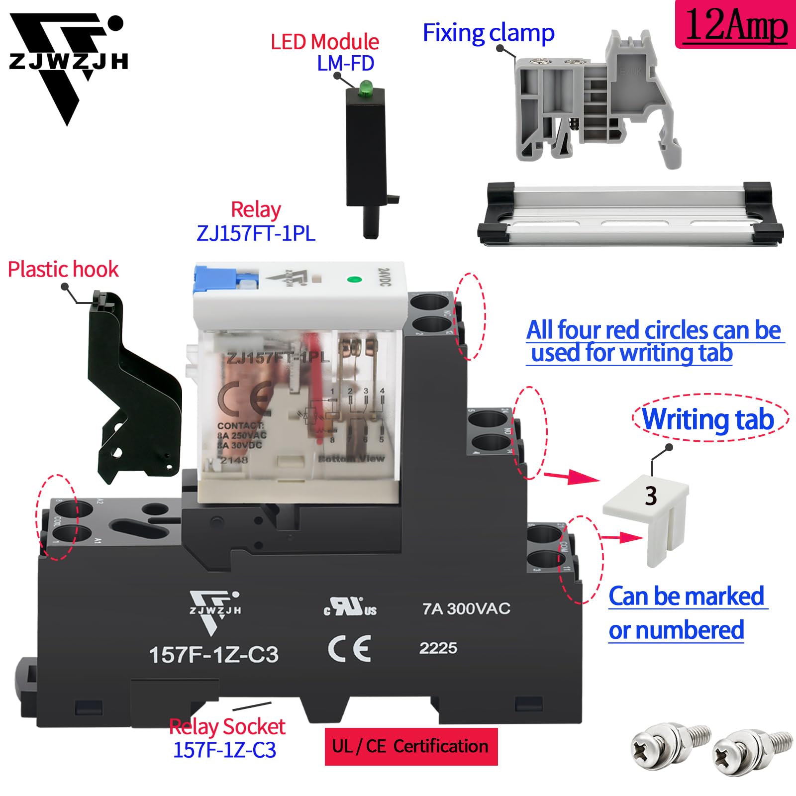 Snapklik.com : 6 Pcs 12 Amp Power Relay Switch 12V DC Relay Coil, 5 Pin ...