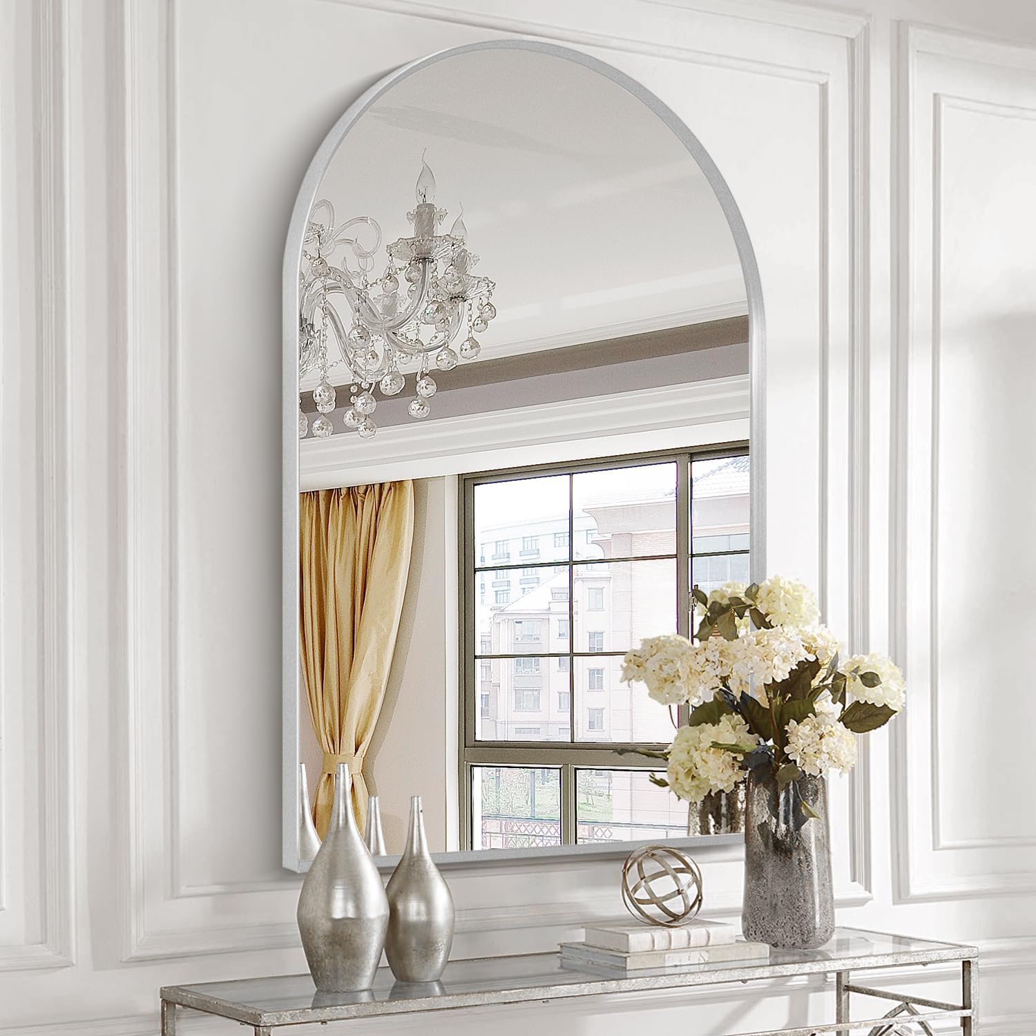 Amazon.com: Minuover 30" x 40" Silver Arched Mirror, Large Arch ...