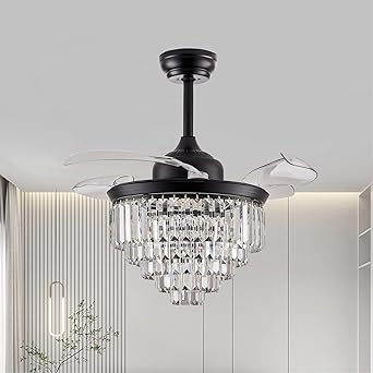 Finktonglan Modern Fandelier Ceiling Fan with Light and Remote, 36 ...