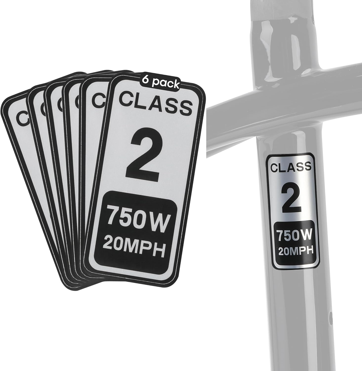 Amazon.com: 6PCS Ebike Stickers for Electric Bike – Class 2 Labels for ...
