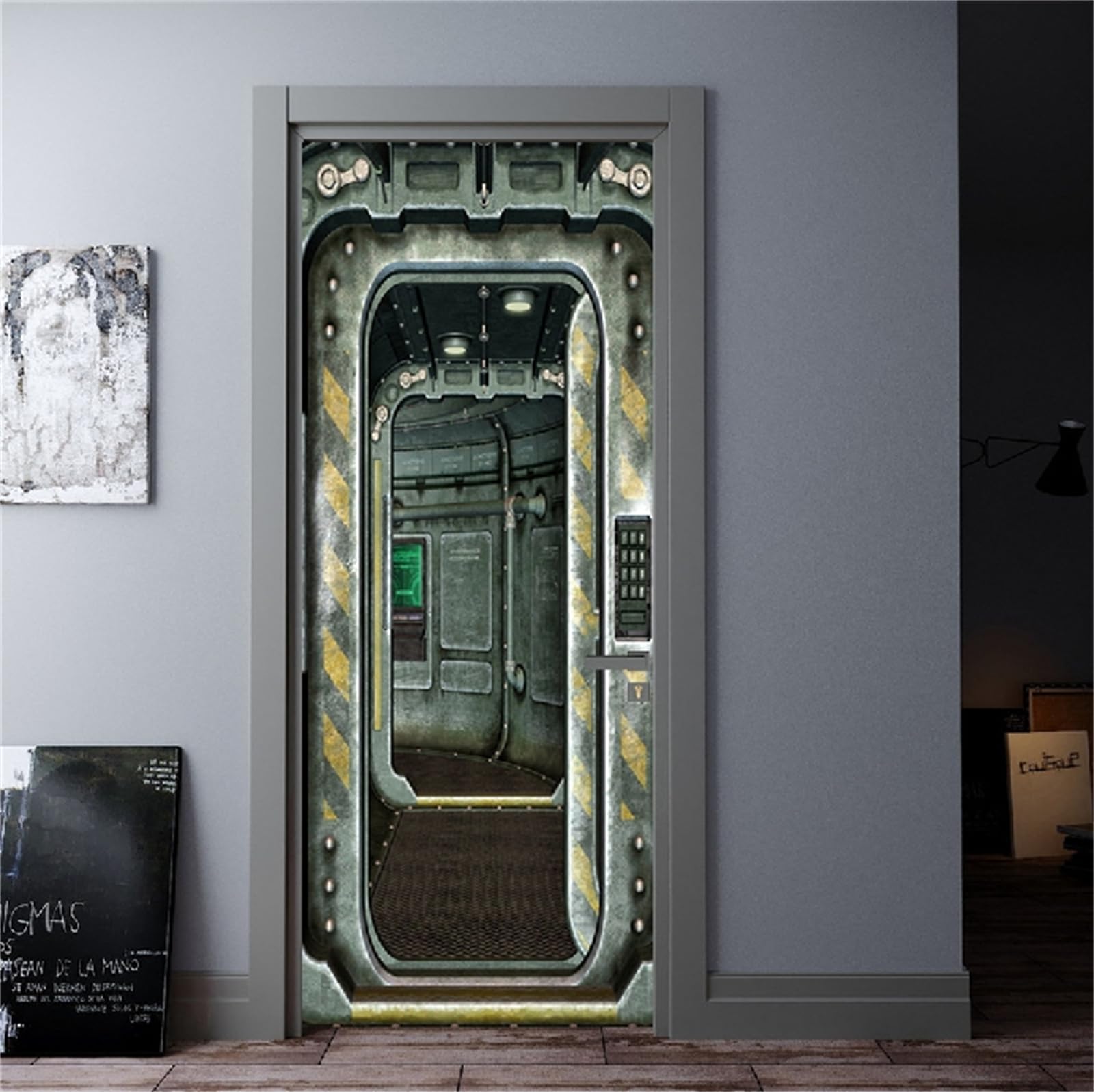 Amazon.com: artfanke 3D Door Sticker Peel and Stick - Spaceship Hatch ...