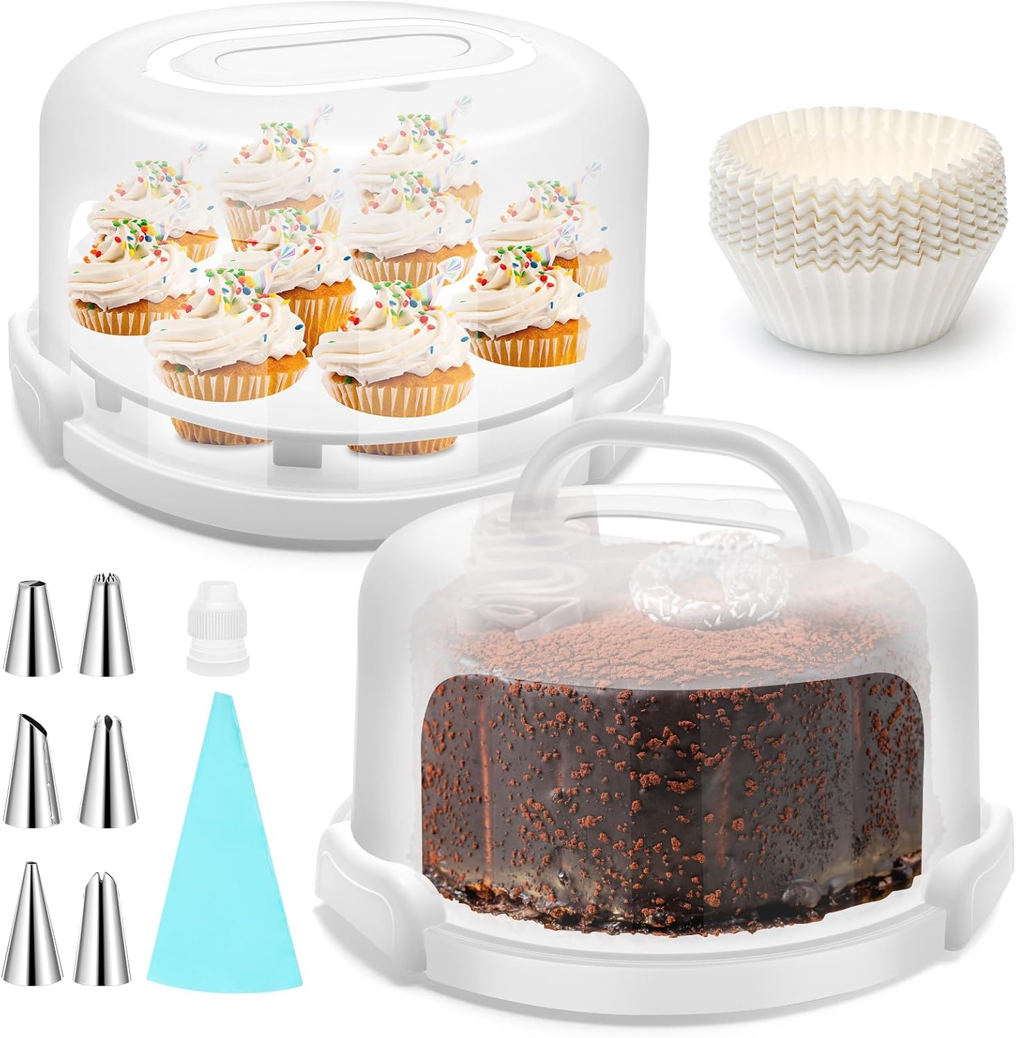 Amazon.com: Coolrunner 2 Pack Cake Carrier with Lid and Handle 11inch ...