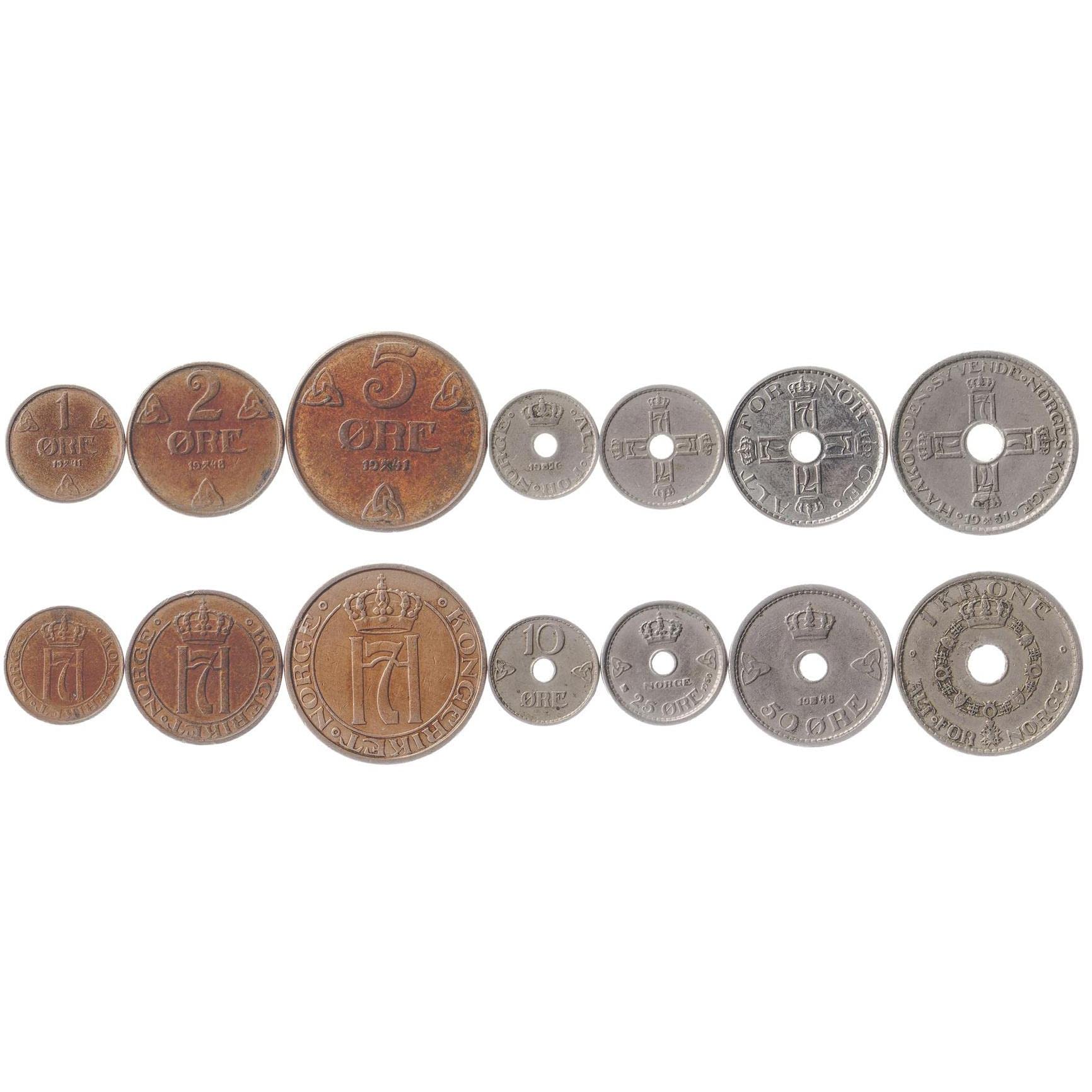 Amazon.com: 7 Coins from Norway | Norwegian Coin Set Collection 1 2 5 ...
