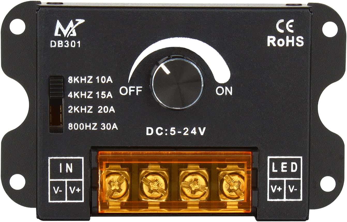 Led Switch Dimmer, DC 12V-24V 30A PWM Dimming Controller, Adjustable ...