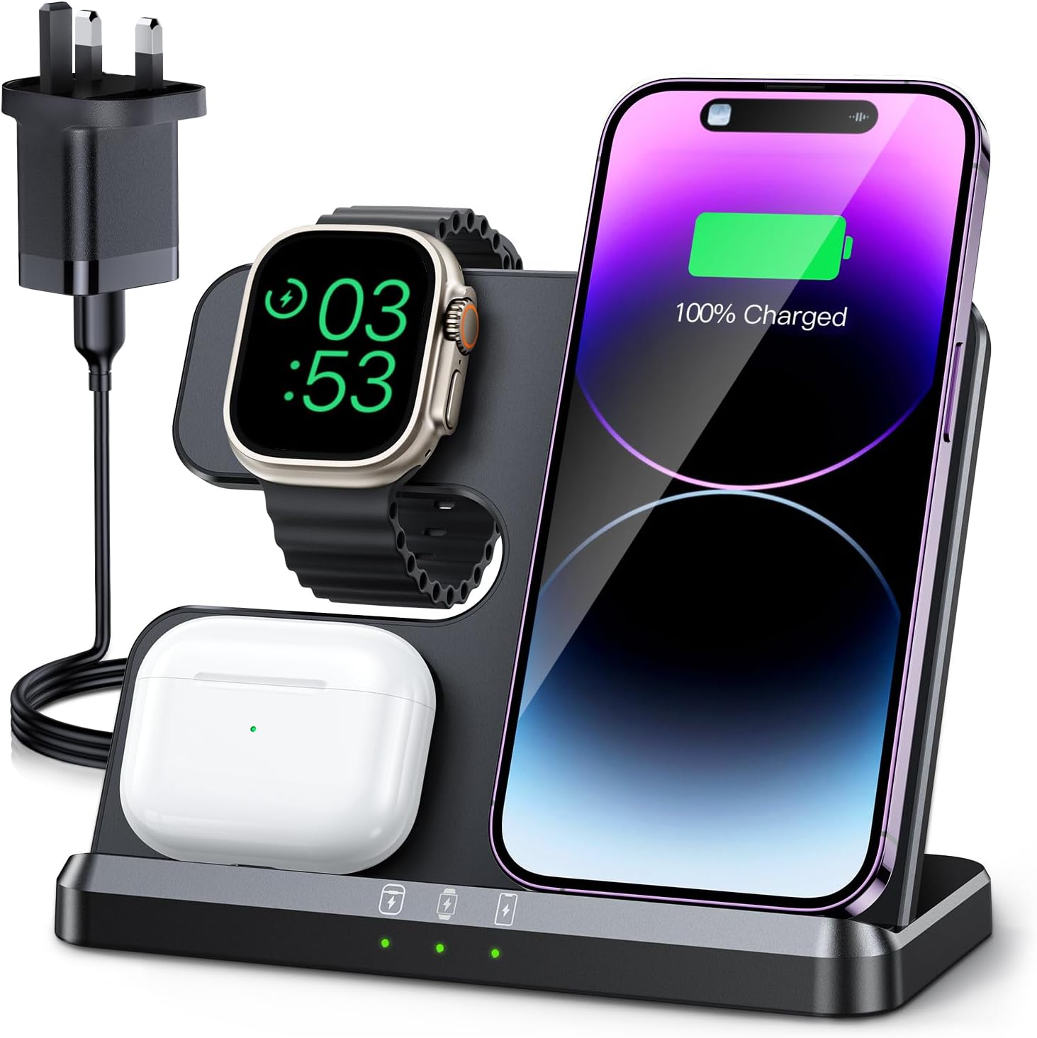 JARGOU Wireless Charger for iPhone/Apple Watch/AirPods, 3 in 1 Wireless ...