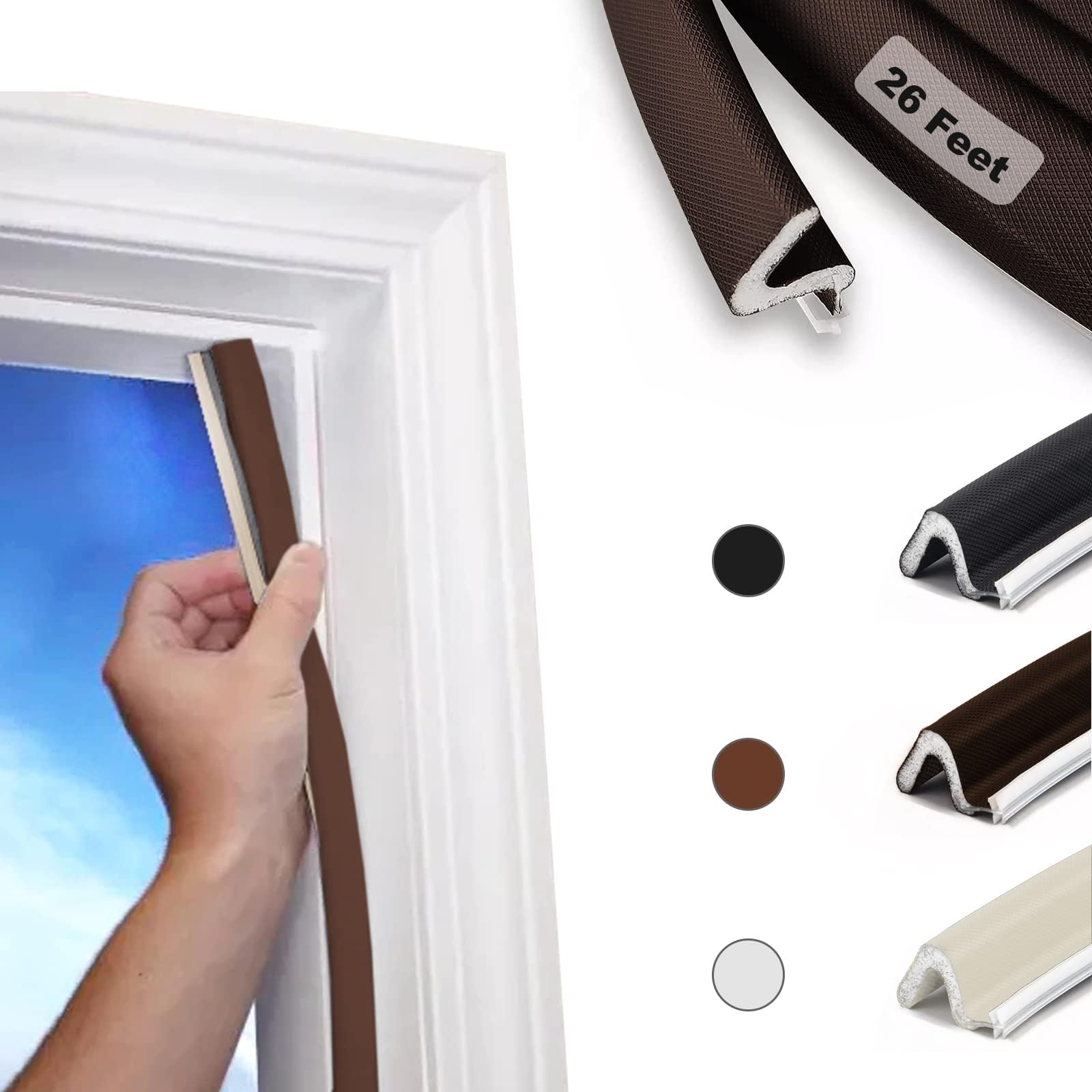 26 FT Door Frame Extra Thick Kerf Non-Adhesive Weather Stripping Seal ...