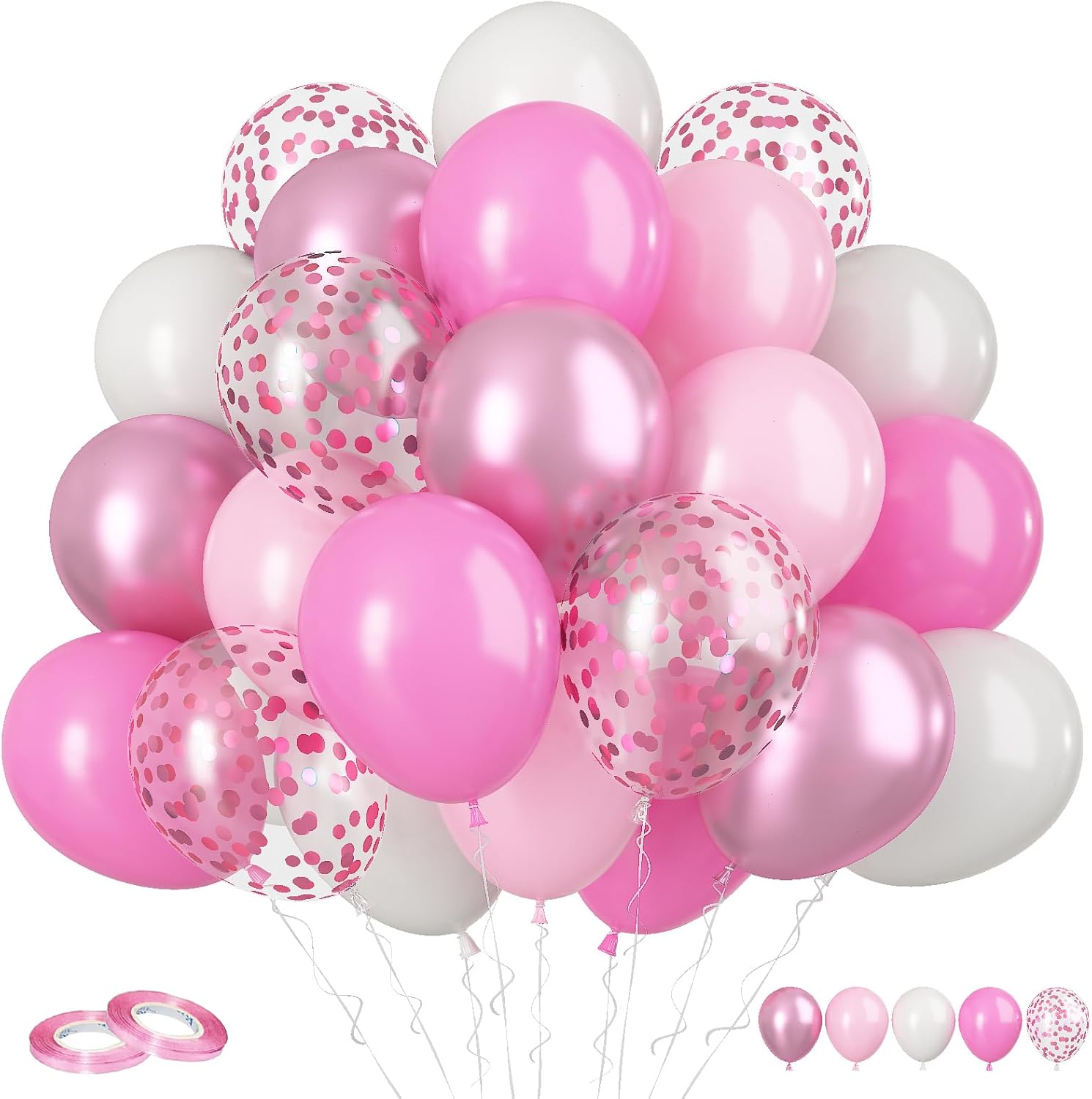 Amazon.com: FunHot Funhot Pink Balloons, 60Pcs Pastel Pink Pearl White ...