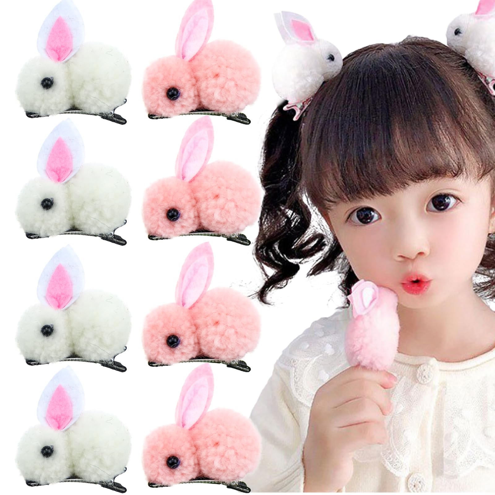 Amazon.com : 10 PCS Cute Stuffed Bunny Hair Clips Elastic Plush Animal ...