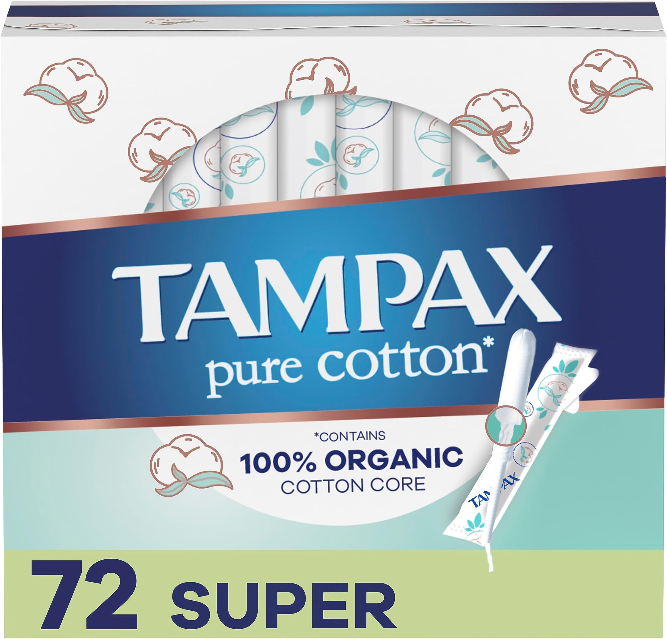 Amazon.com: Tampax Pure Cotton Tampons, Contains 100% Organic Cotton ...