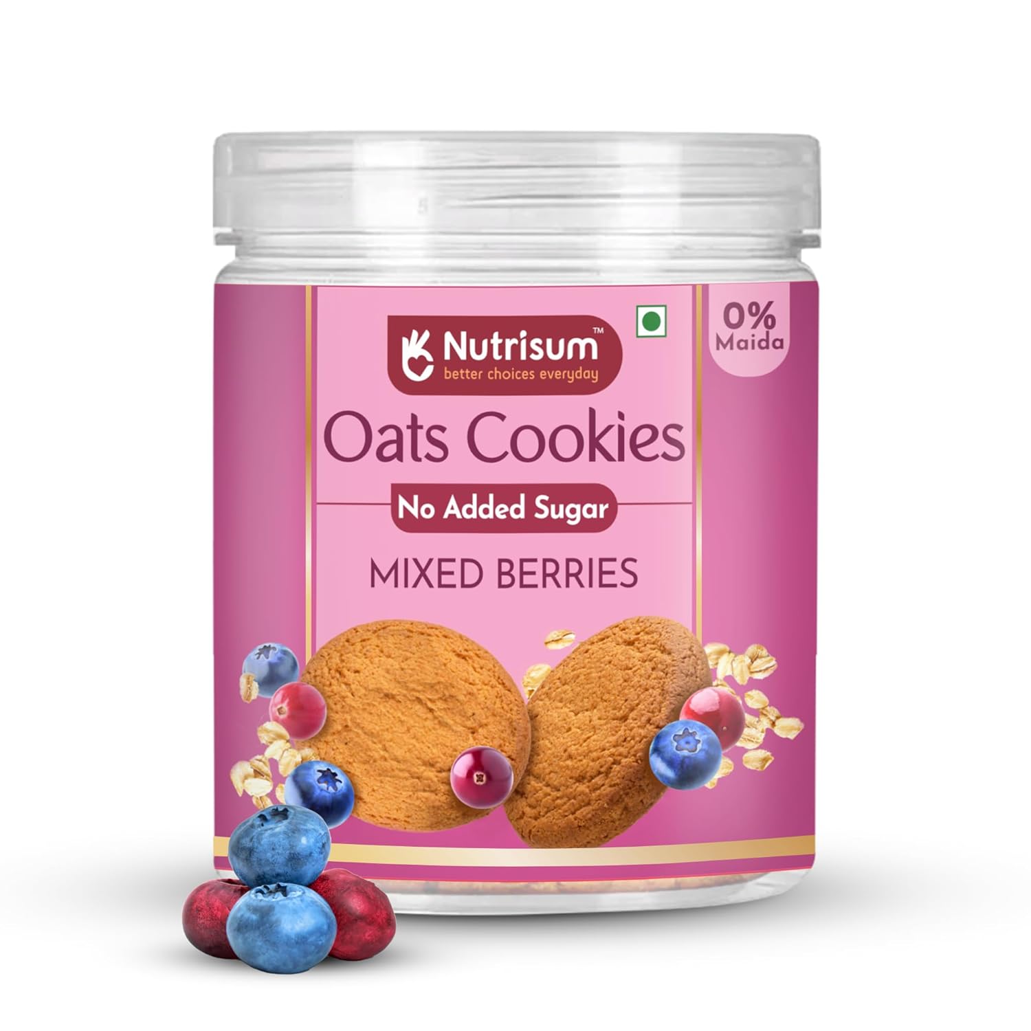 Nutrisum Oats Mixed Berries Cookies, Digestive High Fibre Biscuit with ...