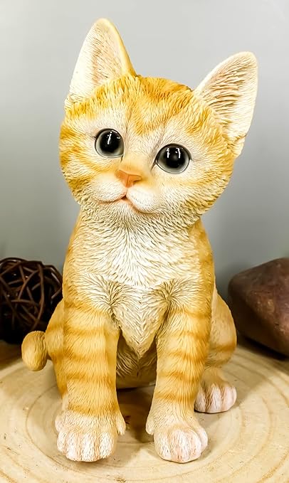 Amazon.com: Ebros Lifelike Sitting Orange Tabby Cat Statue 7.5" Tall ...