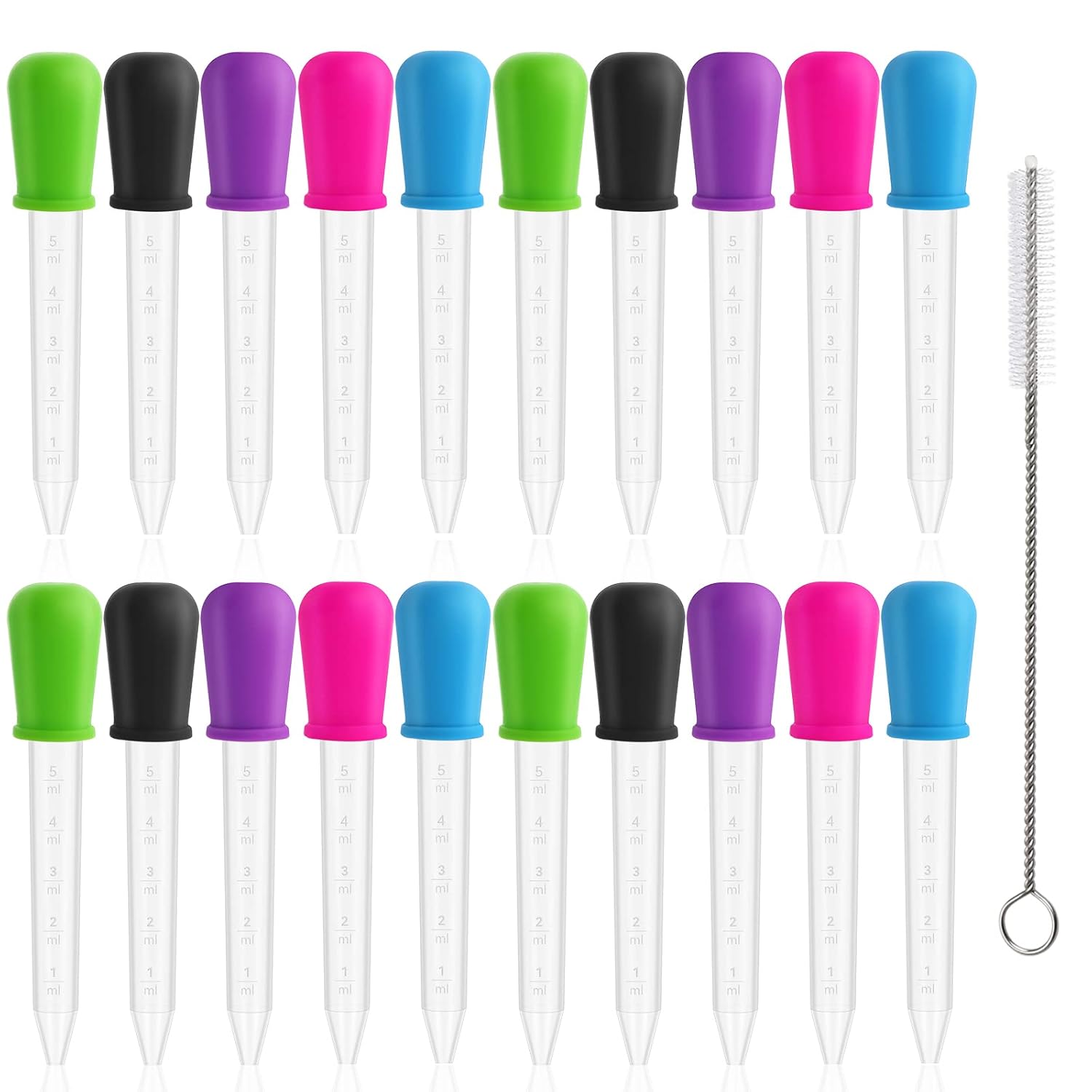 20Pcs Liquid Droppers Silicone 5ml with a Clean Brush Plastic Pipettes ...