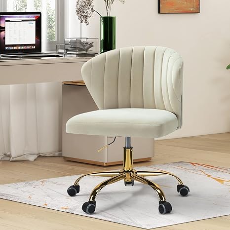HULALA HOME Swivel Office Chair Desk Chairs Velvet Comfy Upholstered ...