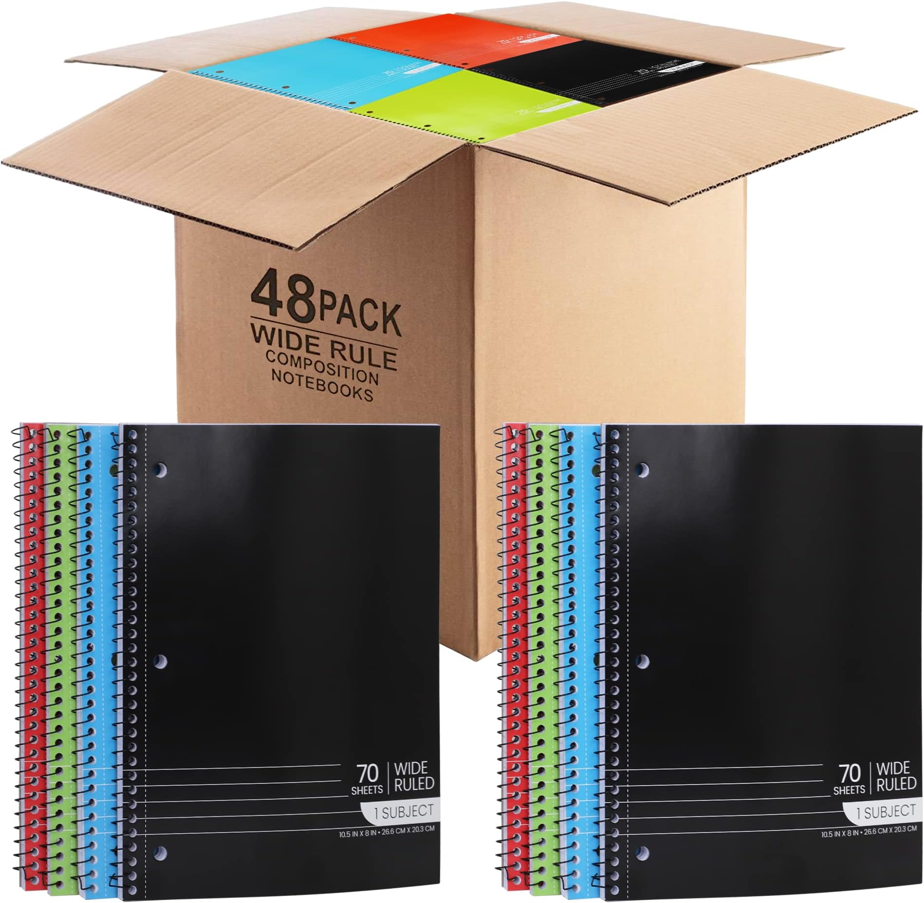 Amazon.com : Manaloom Spiral Notebooks, Bulk 1-Subject Notebook, Wide ...