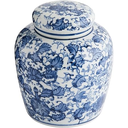 Amazon.com: Creative Co-Op Stoneware Ginger Jar, Distressed Blue and ...