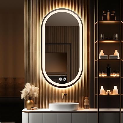 Amazon.com: Oval LED Bathroom Mirror, Oval Lighted Vanity Bathroom ...