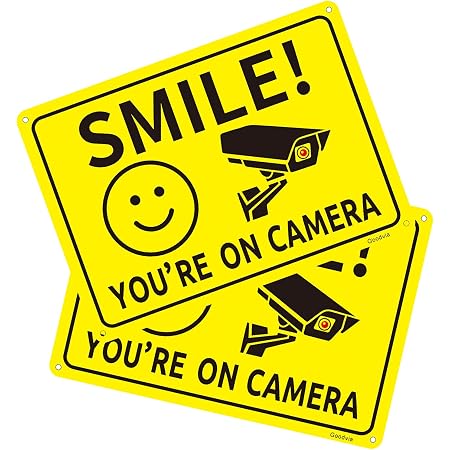 CCTV Stickers, Smile You Are On Camera Signs - 7 X 7 Inch - 8 Pack ...