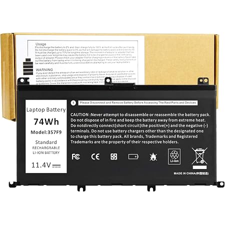Amazon.com: 74Wh New 357F9 Laptop Battery for Dell 15 7000 7559 7567 ...