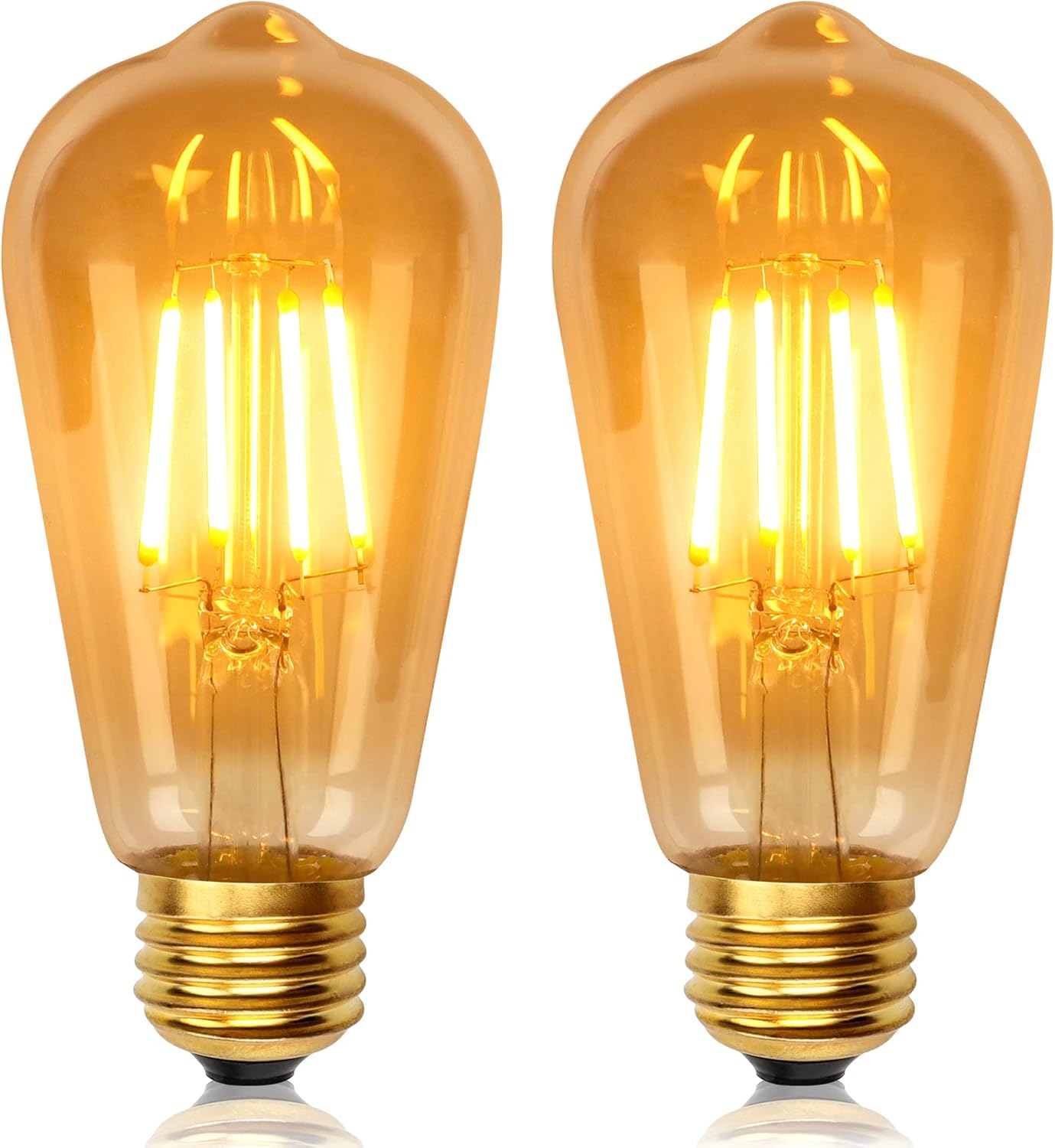 YUNRRD Vintage Light Bulb E27 Screw LED Edison Bulb ST64,4W Equivalent ...