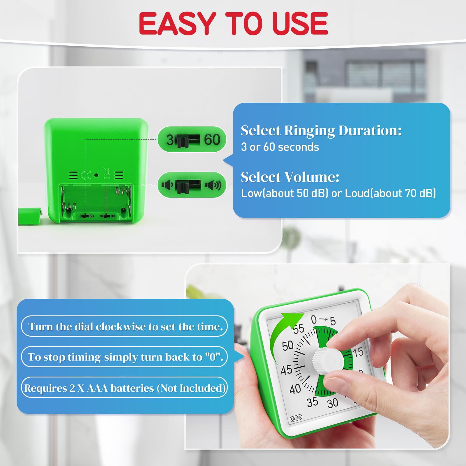 Snapklik.com : Secura 60-Minute Visual Timer, Classroom Timer, Countdown Timer For Kids And ...