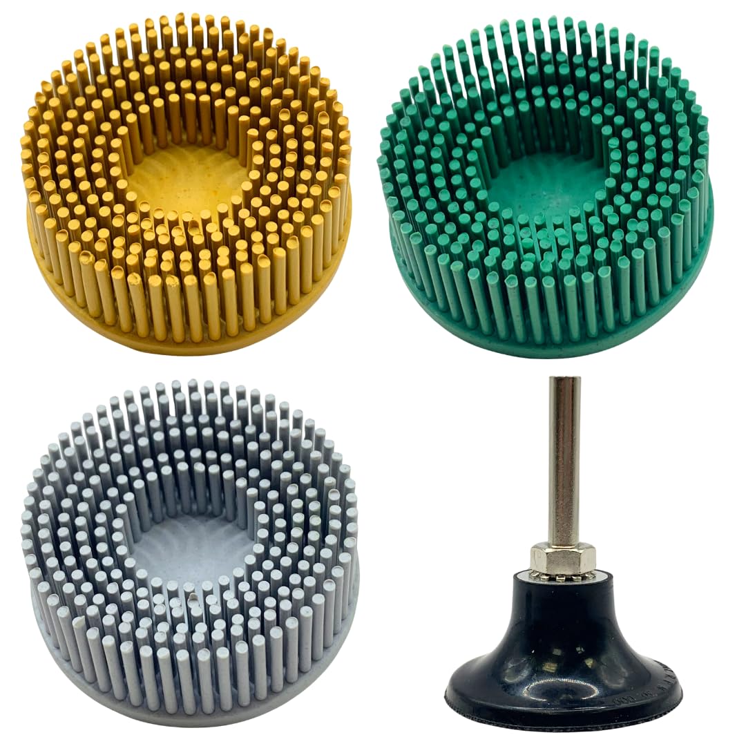 3PCS 2" Inch Emery Rubber Bristle Discs, Assorted Grit 50# 80# 120 ...