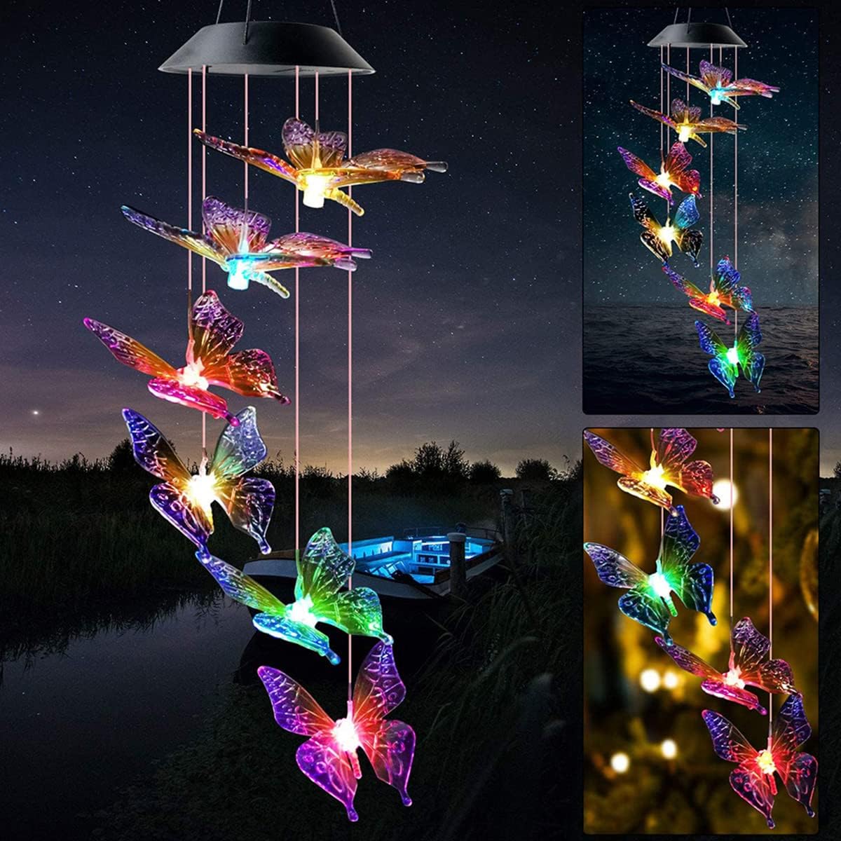 Amazon.com : Protoiya Solar Wind Chimes, Color Changing LED Multi-Color ...