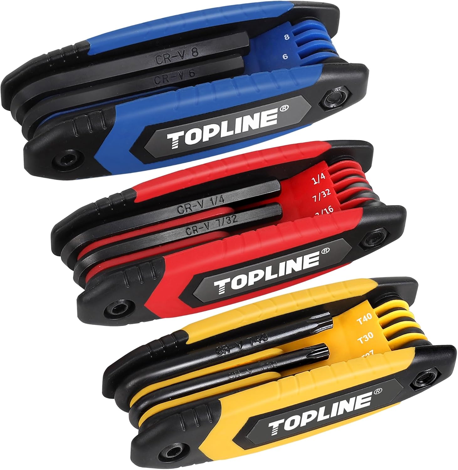 Topline 25-piece Folding Hex Key Set, 3 Pack, Portable Allen Wrenches ...