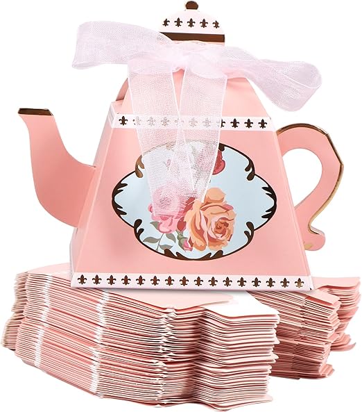 50Pcs Teapot Candy Box Vintage Floral Teapot Shape Box Reusable Paper ...