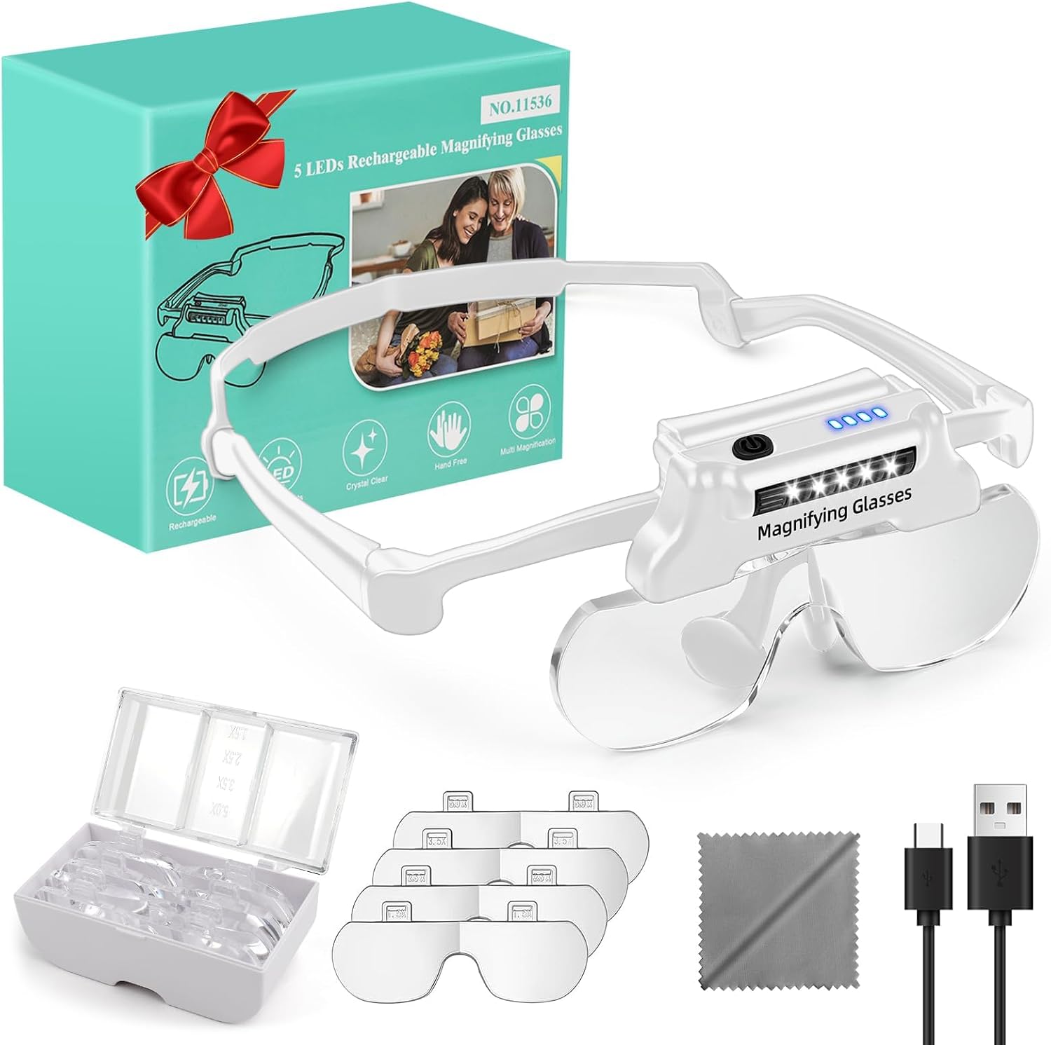 Amazon.com: Magnifying Glasses with Lights,Rechargeable Hands Free ...