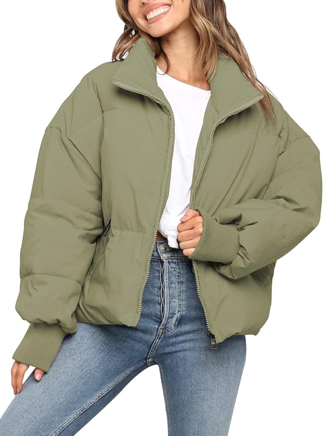 Amazon.com: KYL Women's Winter Puffer Jacket Oversized Zip-Up Quilted ...