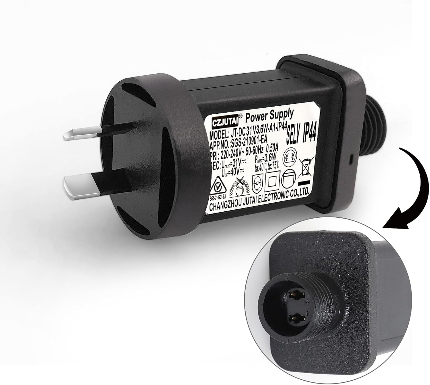 PremierAdapter Power Supply for CZJUTAI JT-DC 31V 3.6W Christmas Lighting, IP44 Level Water ...