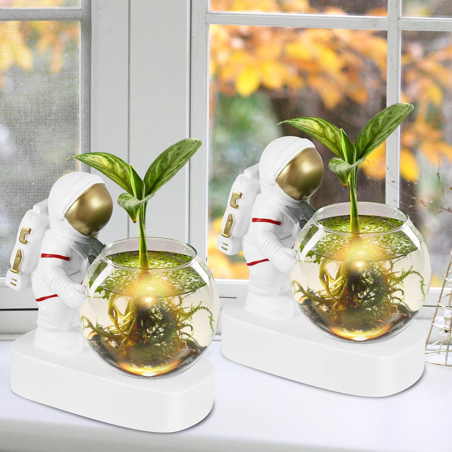 Amazon.com : Suclain 2 Pieces Astronaut Planter Spaceman Glass Vase ...
