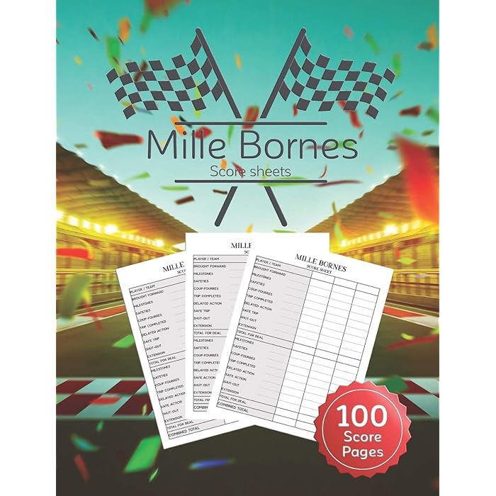 Buy Mille Bornes Score sheet: Scoring Pad For Mille Bornes Players ...