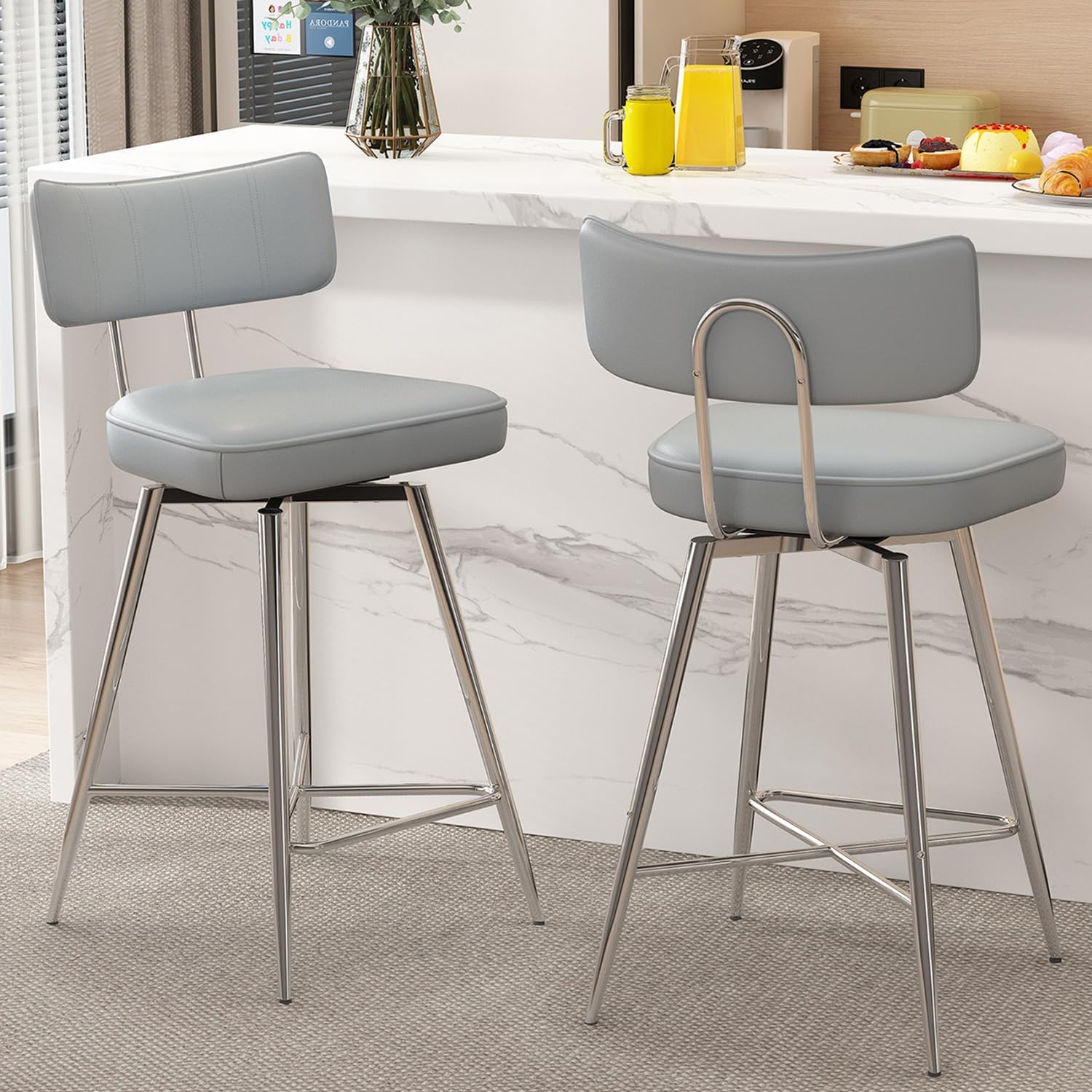 Amazon.com: GXJ Bar Stools Set of 2, Kitchen Counter stools with Backs ...