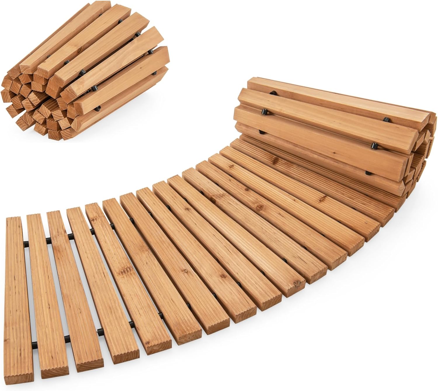 GiantexUK Roll Out Garden Path Walkway, 43/53 x 216cm Wooden Curved ...