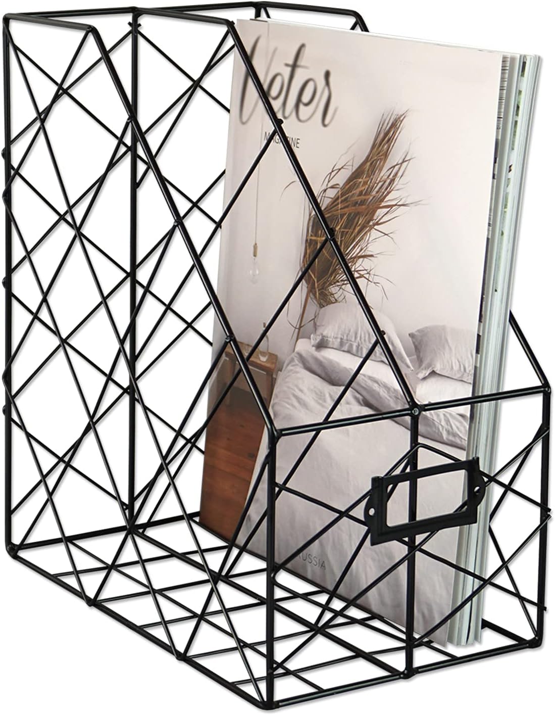 Amazon.com: Metal Magazine File Holders Desktop Document Rack Black ...
