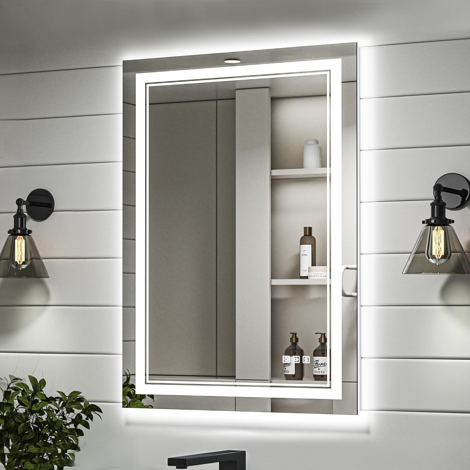 Amazon.com: QueenFun LED Wall Mirror, 28x20 Inch Modern Fogless ...