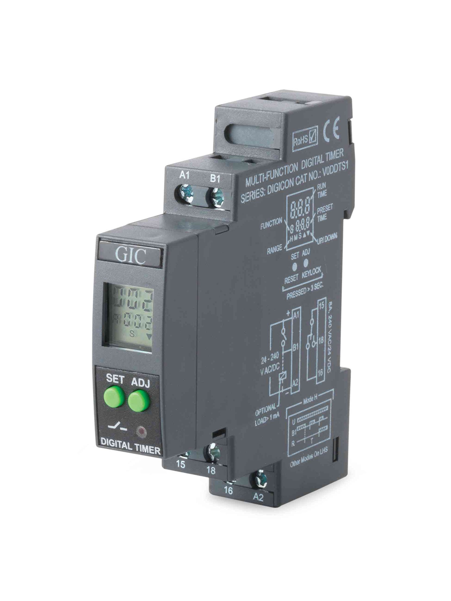 GIC 67DDT0 GIC Make Time Switch (Crono) 110 - 240 VAC 1 C/O Base/DIN 25 ...