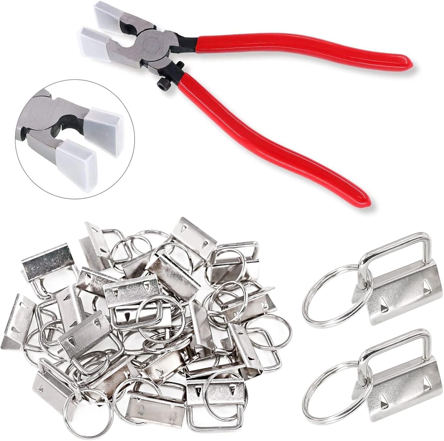 Swpeet 45Pcs Sliver 4/5" Silver Key Fob Hardware with Curved Jaws ...
