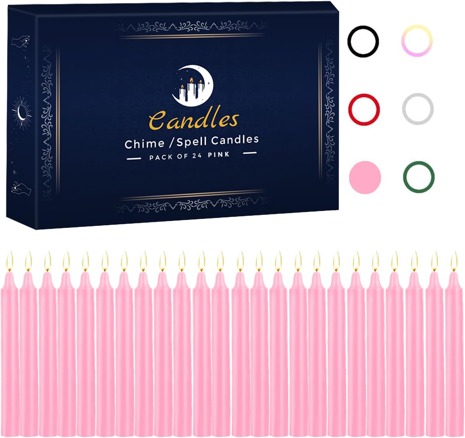 Amazon.com: Kunrsug 24 Pack Pink Spell Chime Candles – Premium Mini ...