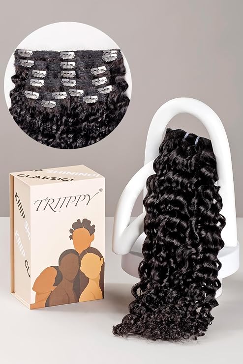 Amazon.com : TRIIPPY Raw Hair Clip in Extensions Deep Wave,Triple ...
