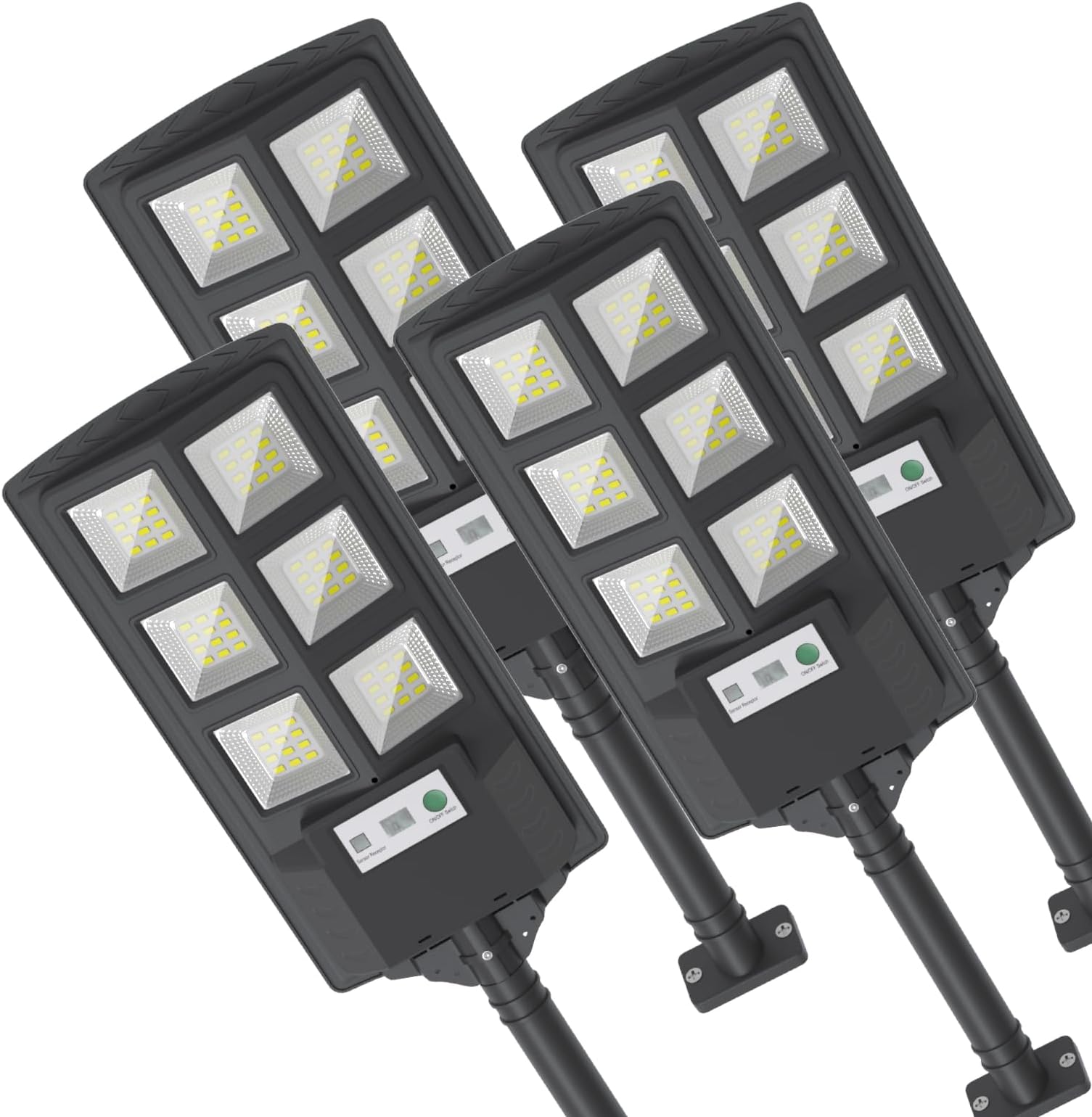 EcoJLigOas 4 Packs 150W Solar Street Lights Outdoor Waterproof, LED ...