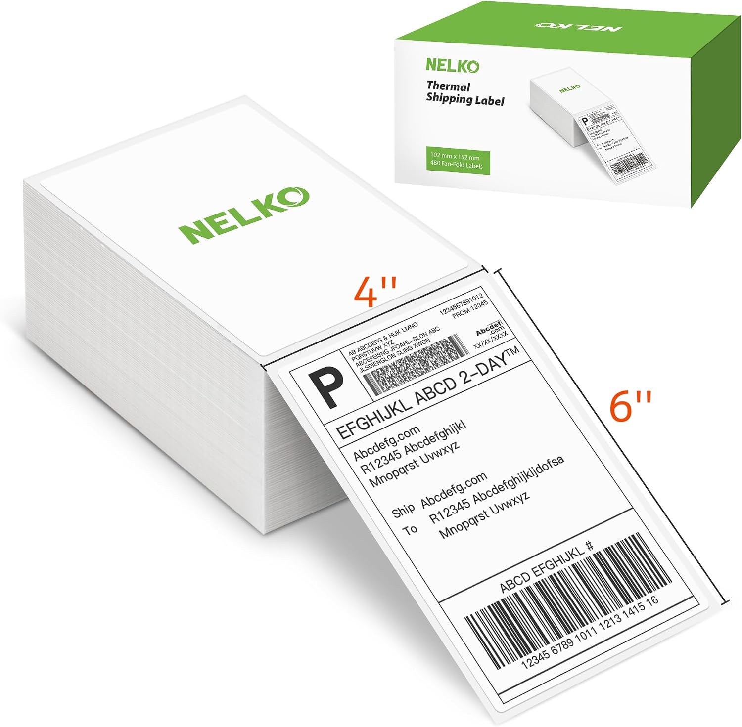 Amazon.com : Nelko Genuine 4x6 Direct Thermal Shipping Labels, 480 ...