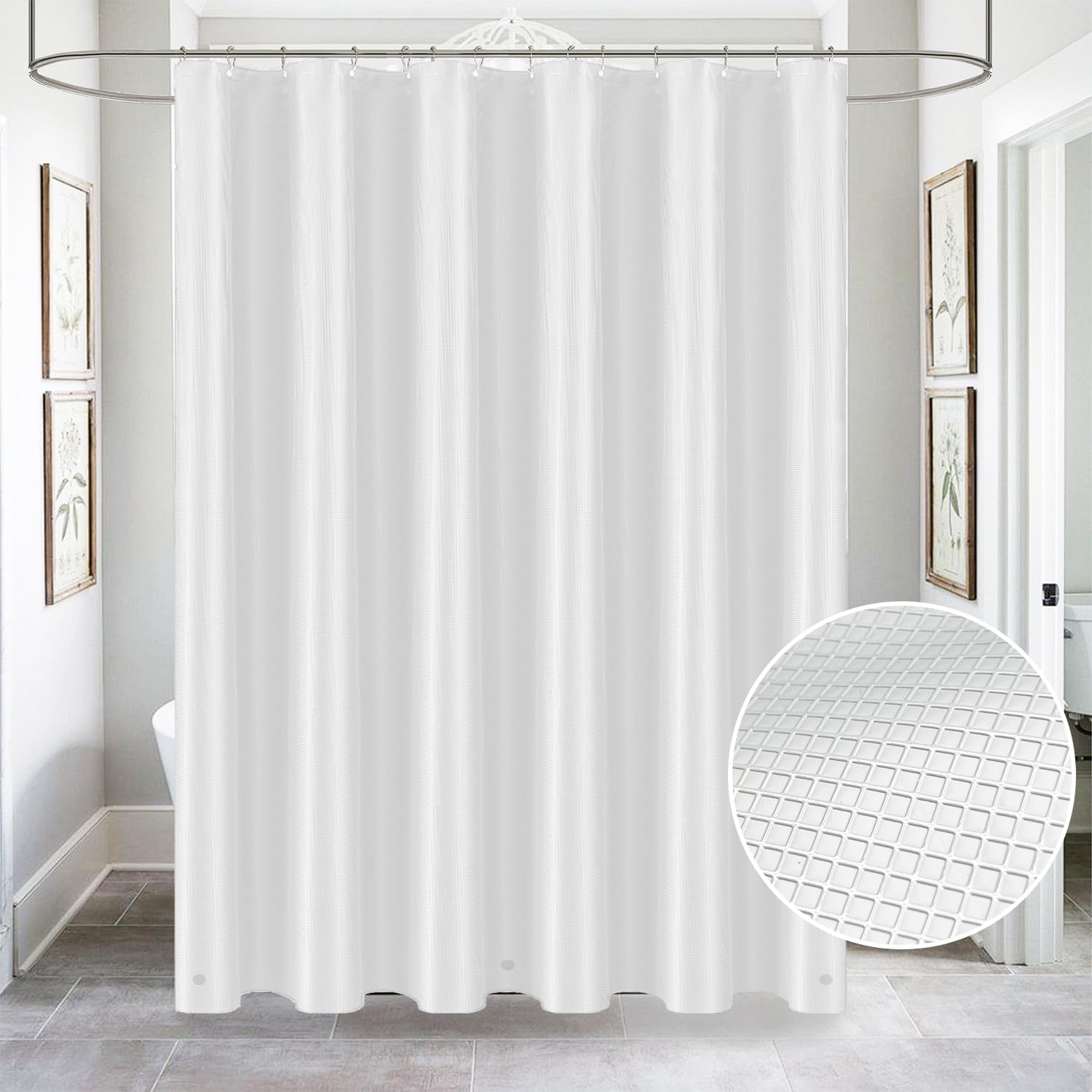 Amazon.com: Tititex 8G Heavy Duty Plastic Solid White Shower Curtain ...