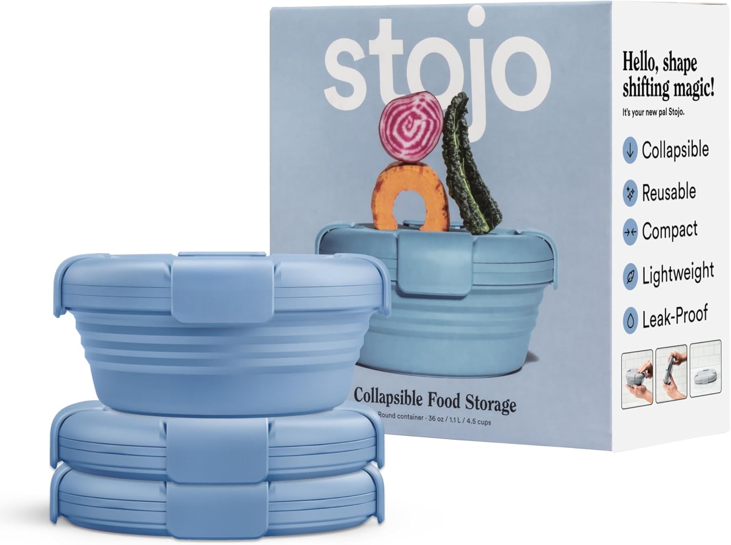 Amazon.com: STOJO Collapsible Bowl 3 Set - Steel, 36oz - Reusable ...