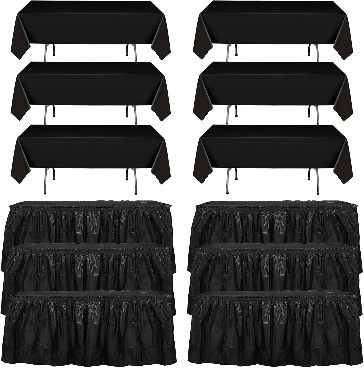 Amazon.com: Preboun 24 Pcs Plastic Table Skirts and Tablecloths Bulk 54 ...