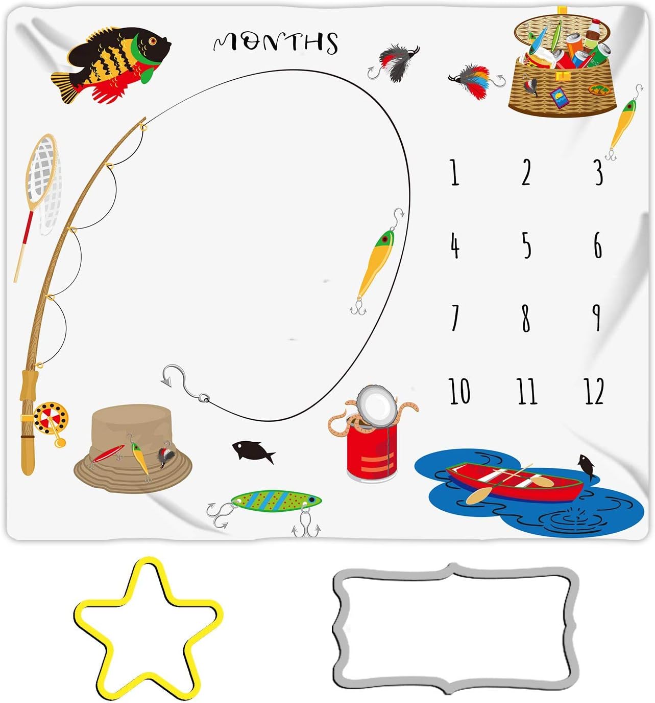 Amazon.com: Yuzioey Fishing Baby Milestone Blanket with Birth Stat Sign ...