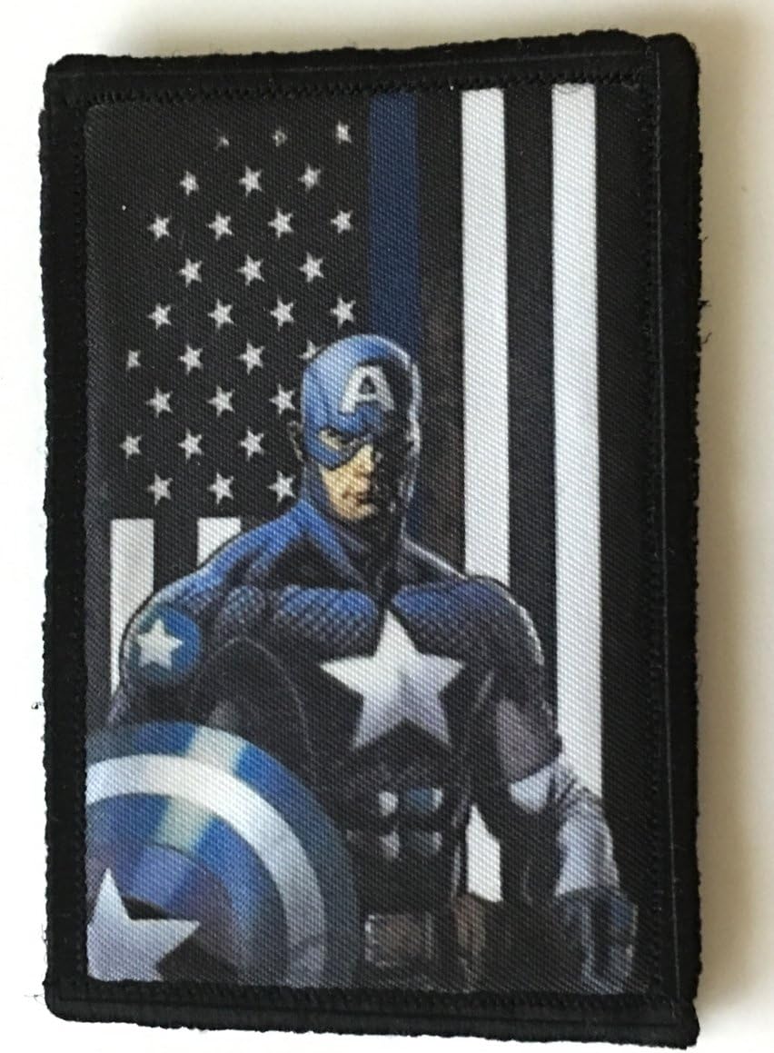 Amazon.com: Captain America Thin Blue Line Morale Patch.. 2x3 Hook and ...